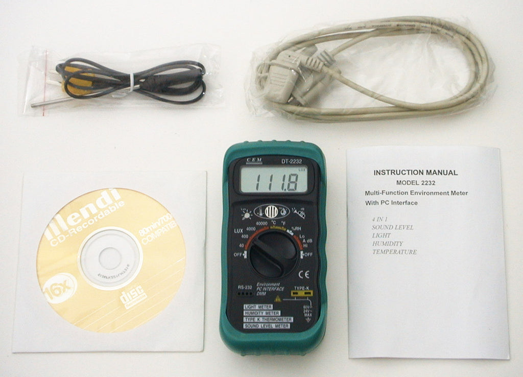 CEM DT-2232 Digital Thermometer Light Humidity Sound Meter 4-in-1 ...